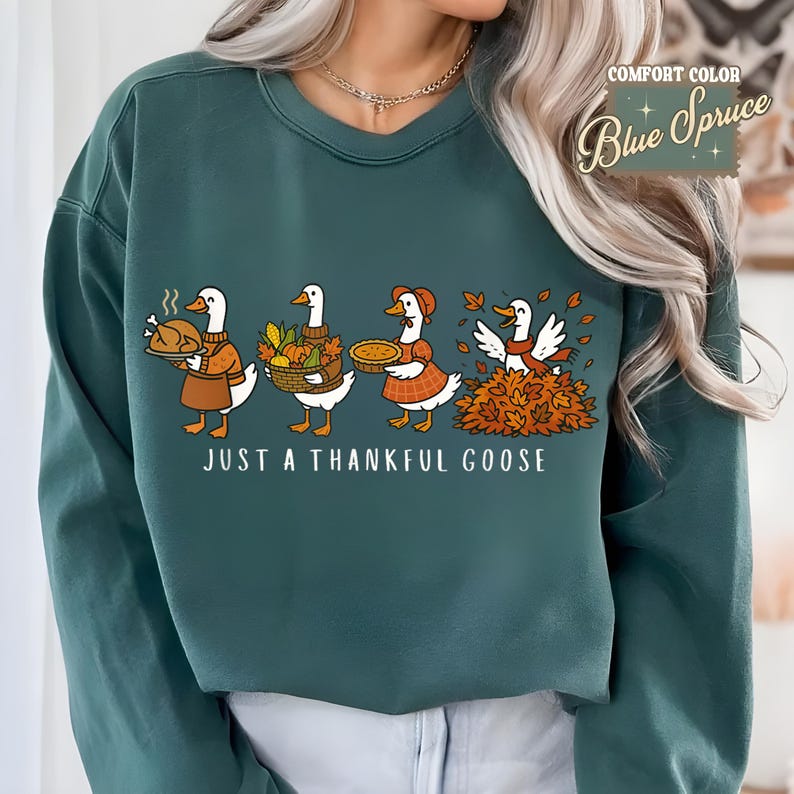 Just a Thankful Goose PNG, Funny Thanksgiving Sublimation Design, Fall ...