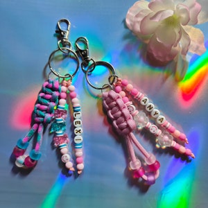 Personalized Kids Keychain, School Bag Charm Tag, Paracord Keychain ...