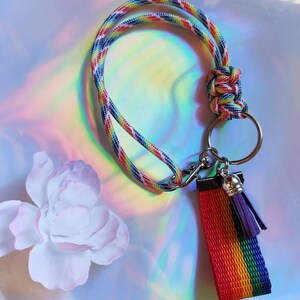 Rainbow Paracord Lanyard,id Holder, Pride Paracord Wrist Strap,lgbtq ...