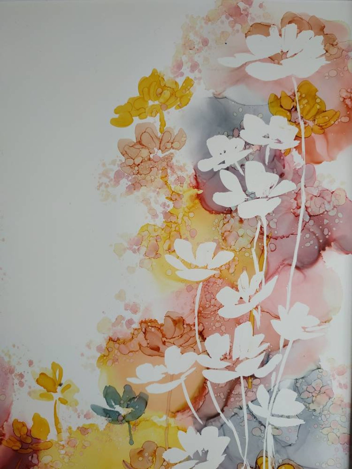 Flower Painting Original Abstract Flower Art Alcohol Ink - Etsy