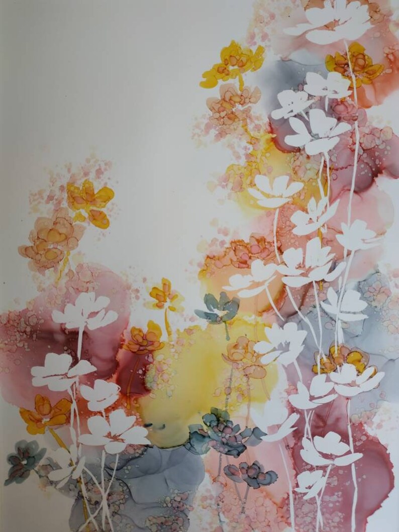 Flower Painting Original Abstract Flower Art Alcohol Ink - Etsy