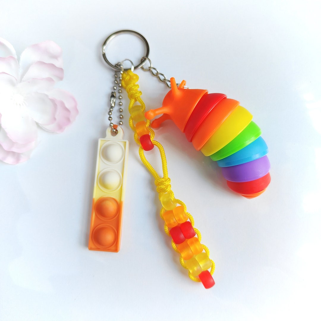 Sensory Fidget Keychain Paracord Fidget Yellow Orange Fidget - Etsy