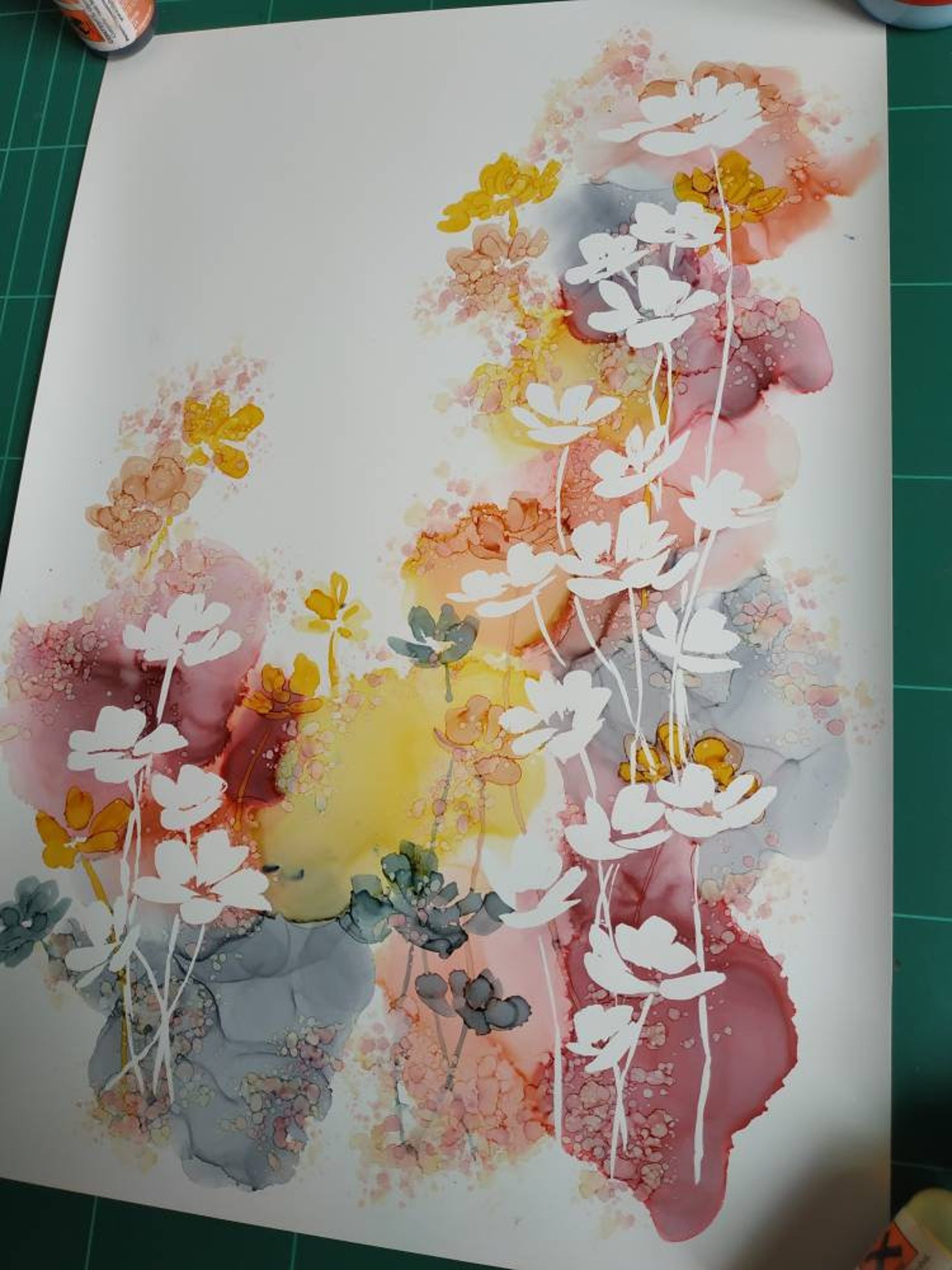 Flower Painting Original Abstract Flower Art Alcohol Ink - Etsy