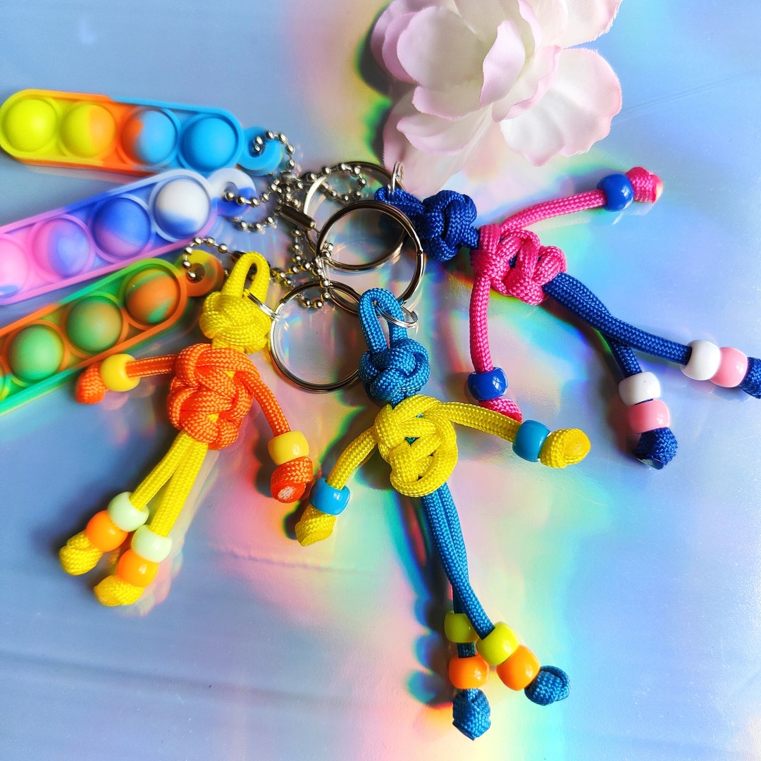 Paracord Fidget Buddy Keychain, Sensory Toy Keyring,pop It Toy,kids Bag ...