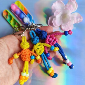 Paracord Fidget Buddy Keychain, Sensory Toy Keyring,pop It Toy,kids Bag ...
