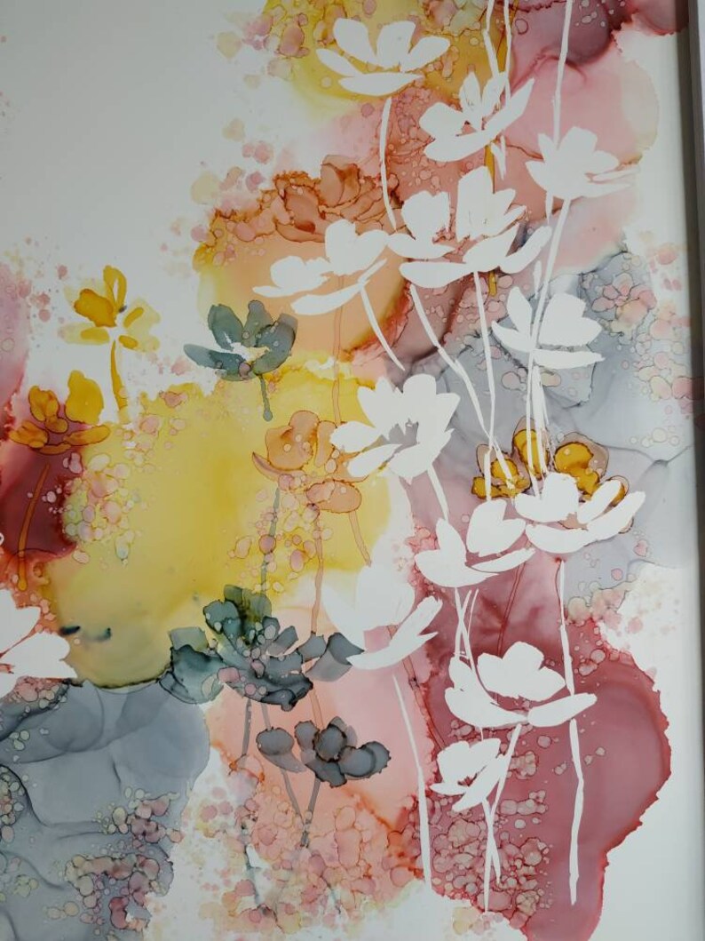 Flower Painting Original Abstract Flower Art Alcohol Ink - Etsy