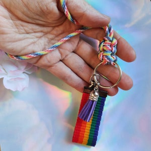 Rainbow Paracord Lanyard,id Holder, Pride Paracord Wrist Strap,lgbtq ...