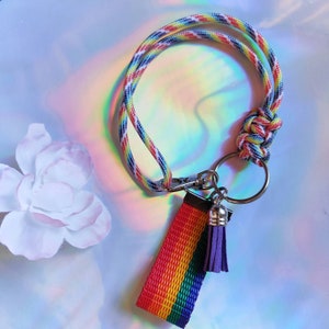 Rainbow Paracord Lanyard,id Holder, Pride Paracord Wrist Strap,lgbtq ...