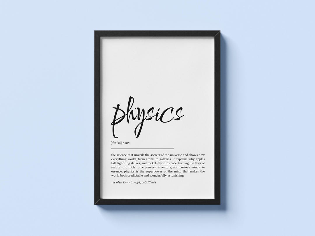 Physics Definition Print | Minimalist Wall Art | Gift for Teacher or ...