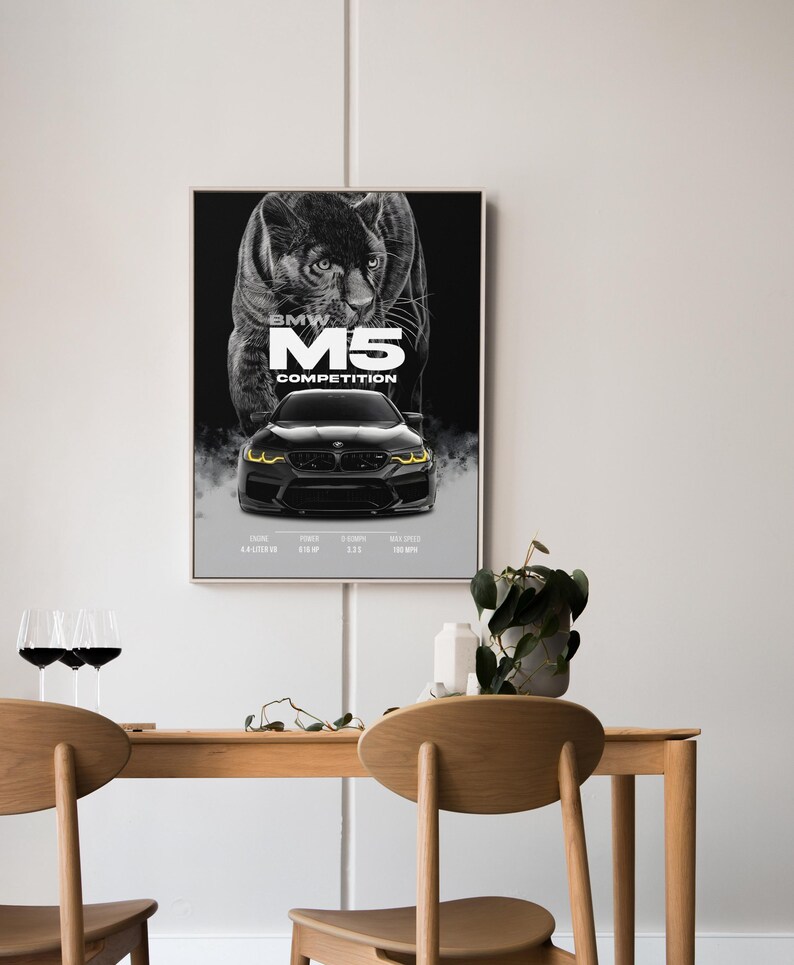 BMW M5 Competition Poster: Bold Typography, Satin Finish (physical ...