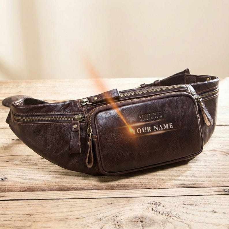 Personalized Leather Fanny Pack - Custom Crossbody Bum Bag - Leather ...
