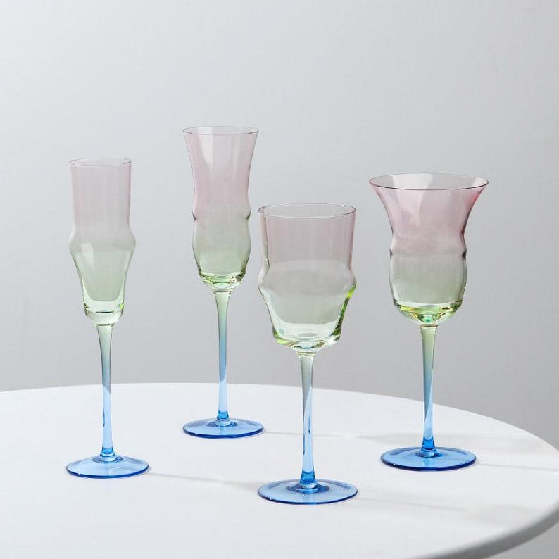 Colorful Gradient Wine Glasses, Personalized Glasses, Wine Glass Sets ...