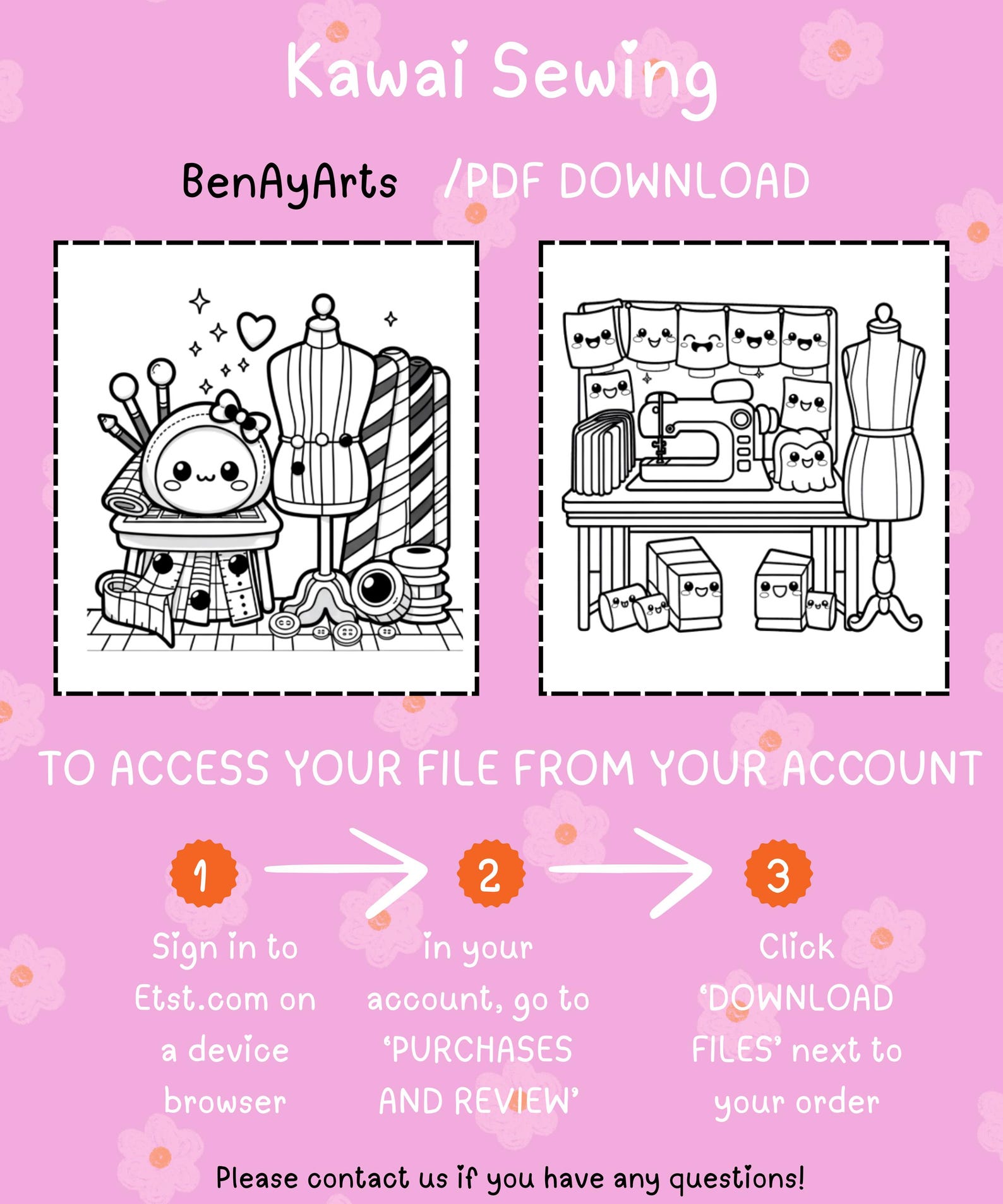 Kawai Sewing Room : Super Cute Sewing Room Characters Coloring Book| A4 ...