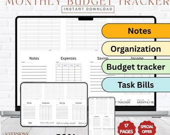 2026 Monthly Budget Tracker, Minimalist Finance Planner (printable PDF ...
