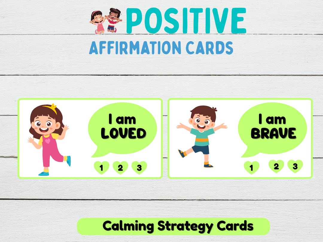 Kids Positive Affirmation Cards, Calming Strategies (digital Download ...