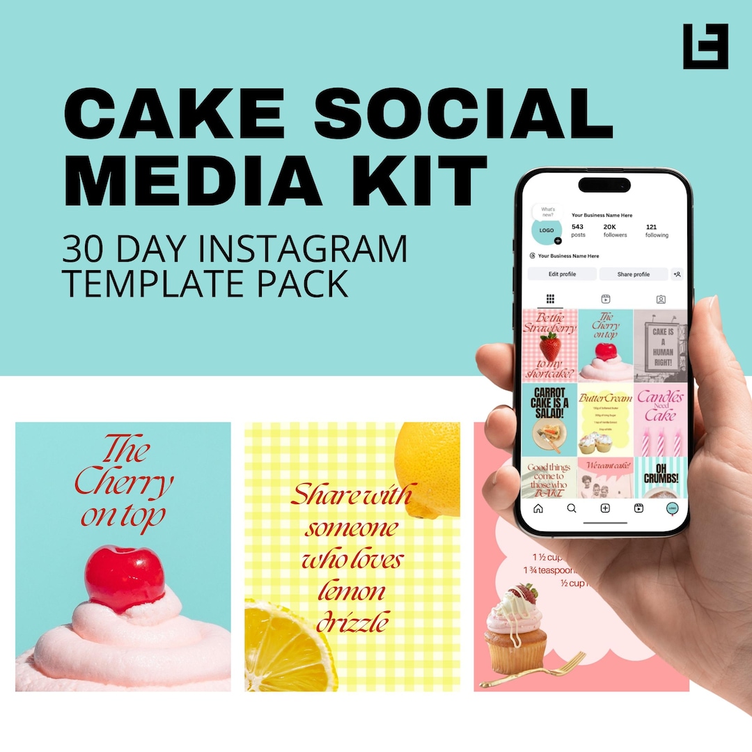 Cake Business Instagram Templates: 30 Canva Posts, Baking Content ...