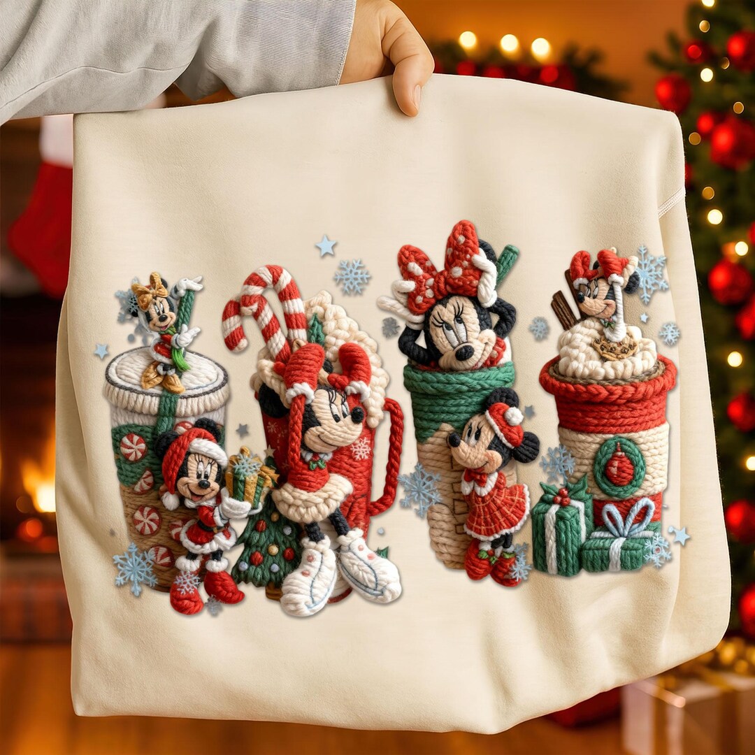 Faux Crochet Disneyholiday Minnie PNG, Latch Hook Yarn Christmas Cup ...