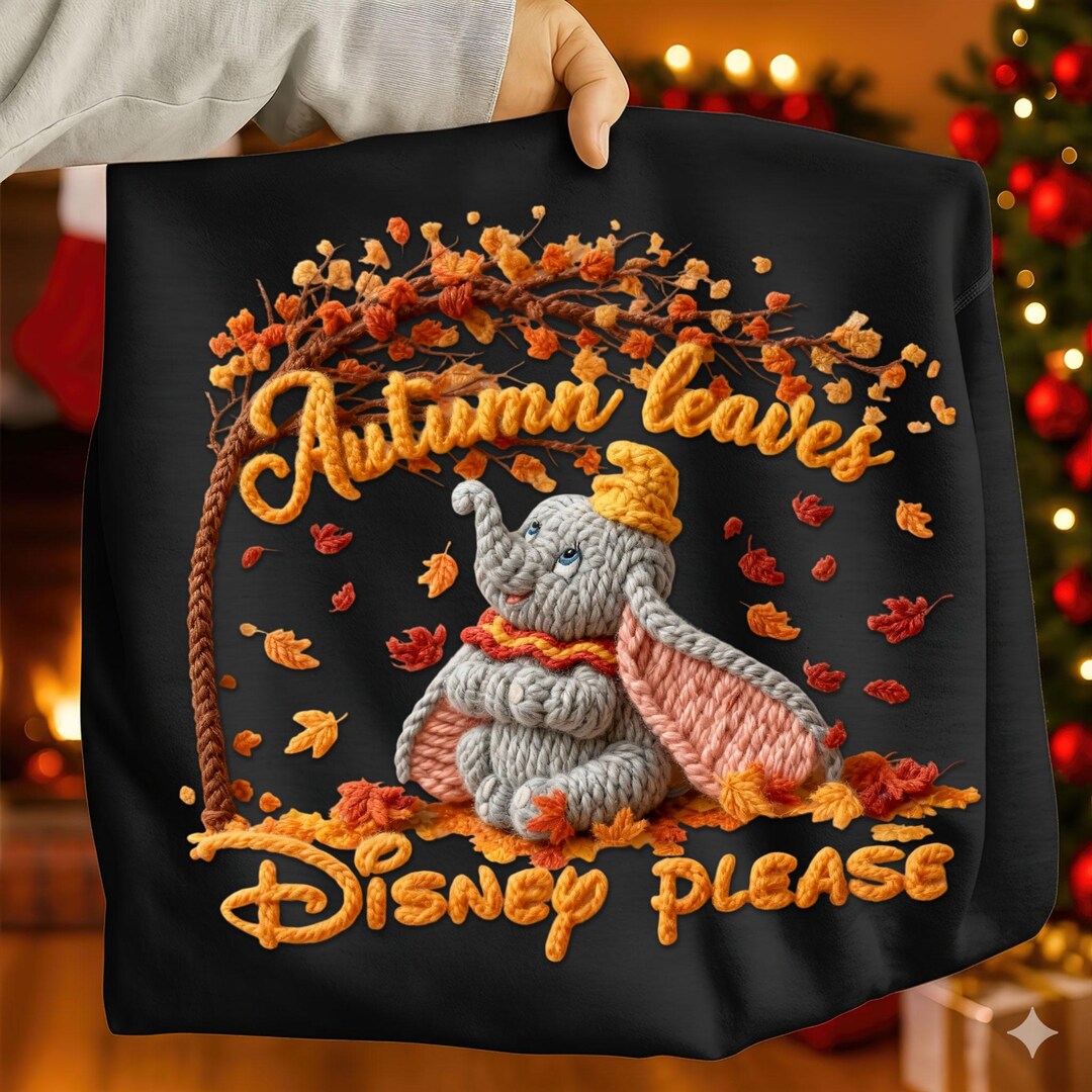Dumbo Faux Crochet Png, Latch Hook Yarn Autumn Leaves Png, Cartoon ...