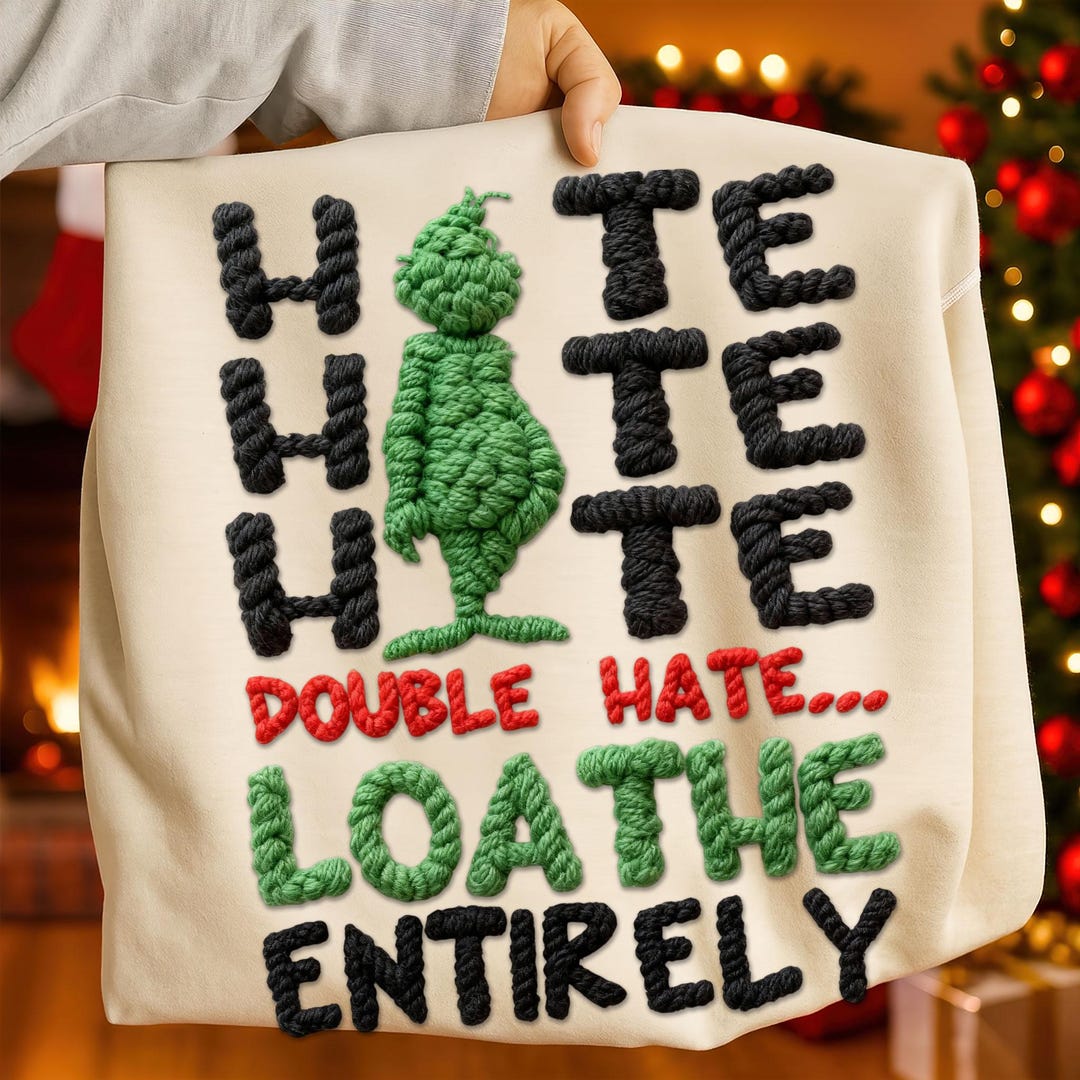 Grinch Quote Crochet Texture PNG, Funny Holiday Clipart (digital ...