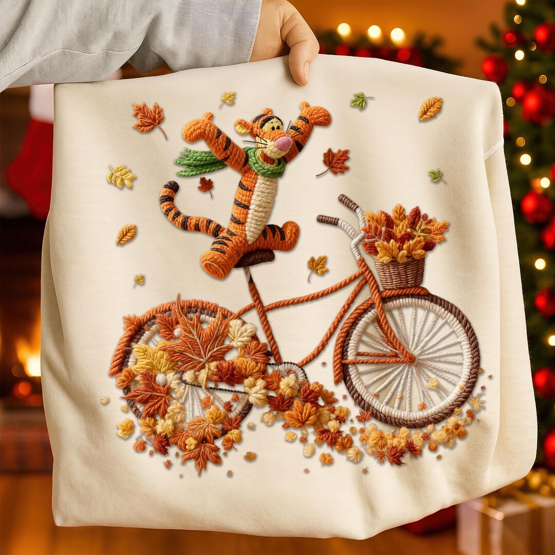 Faux Crochet Tigger PNG, Latch Hook Yarn Embroidery Clipart, Autumn ...
