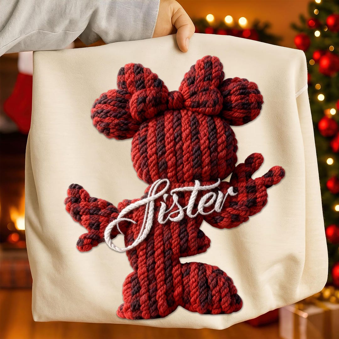 Sister Faux Crochet PNG | Plaid Minnie Style Latch Hook Yarn Clipart ...