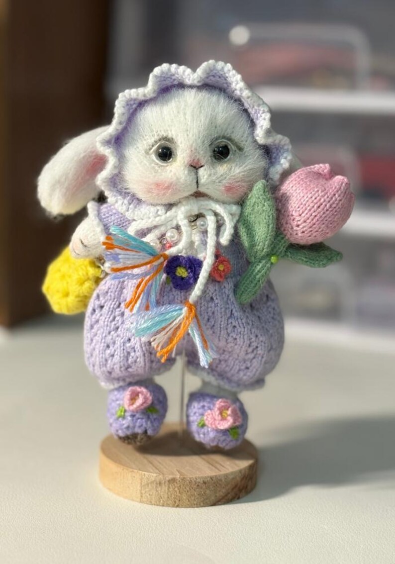 Handmade Articulated Bunny Doll, Cashmere & Alpaca Yarn, 12cm, Baby ...
