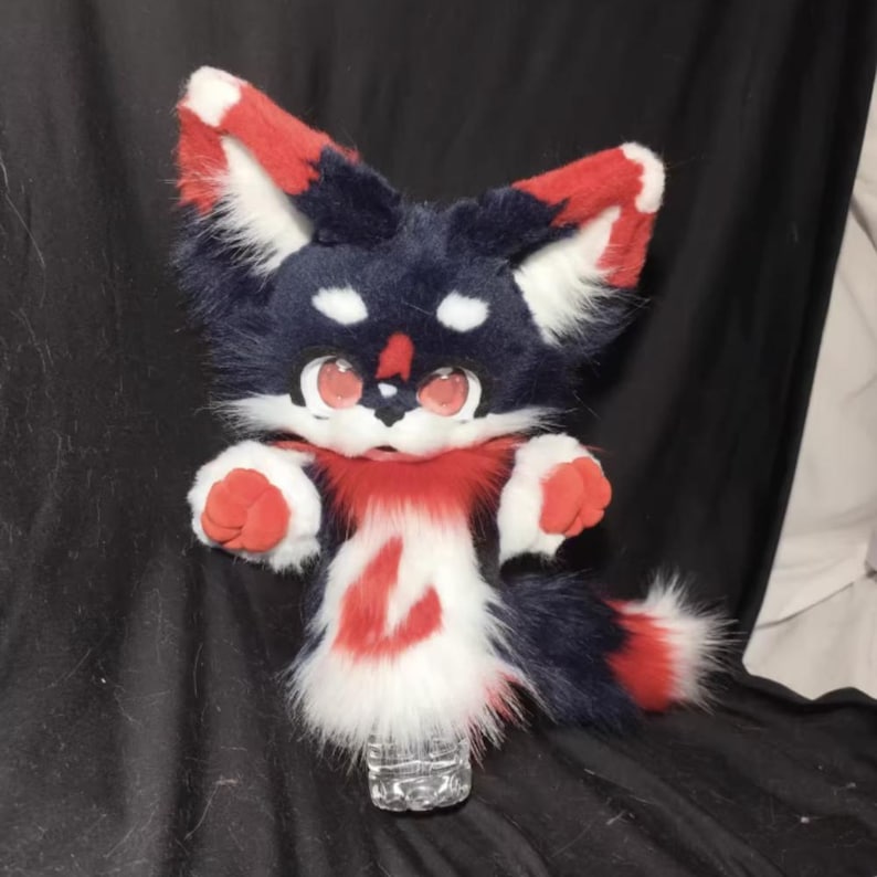 Custom Furry Hand Puppet With Tail, Washable Fursona Puppet, Fursuit ...