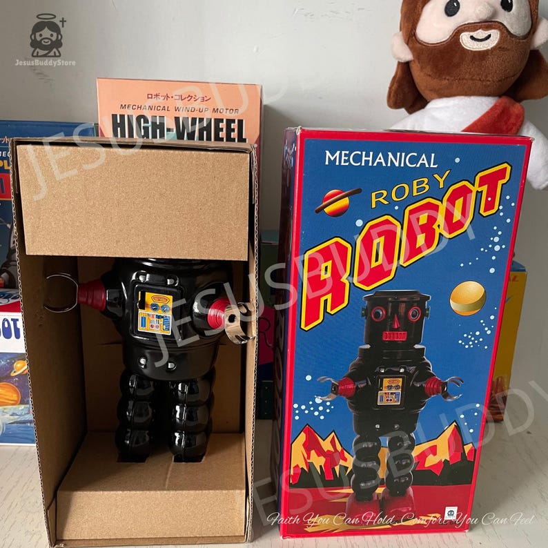 Big Vintage Robby Robot 22cm – Wind-up Tin Toy Walking & Head-shaking ...