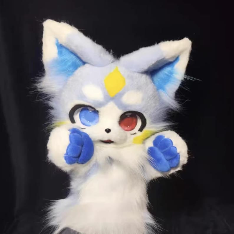 Custom Furry Hand Puppet With Tail, Washable Fursona Puppet, Fursuit ...