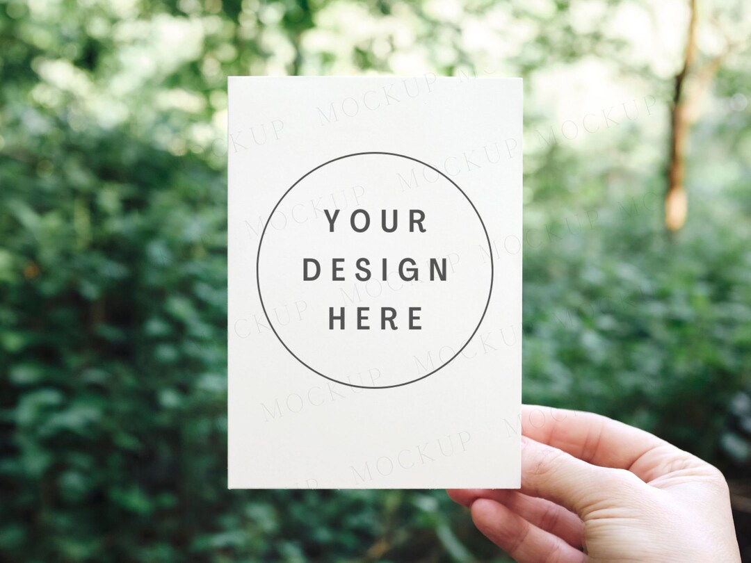 Outdoor Adventure Greeting Card Mockup With Models Hand. Landscape and ...