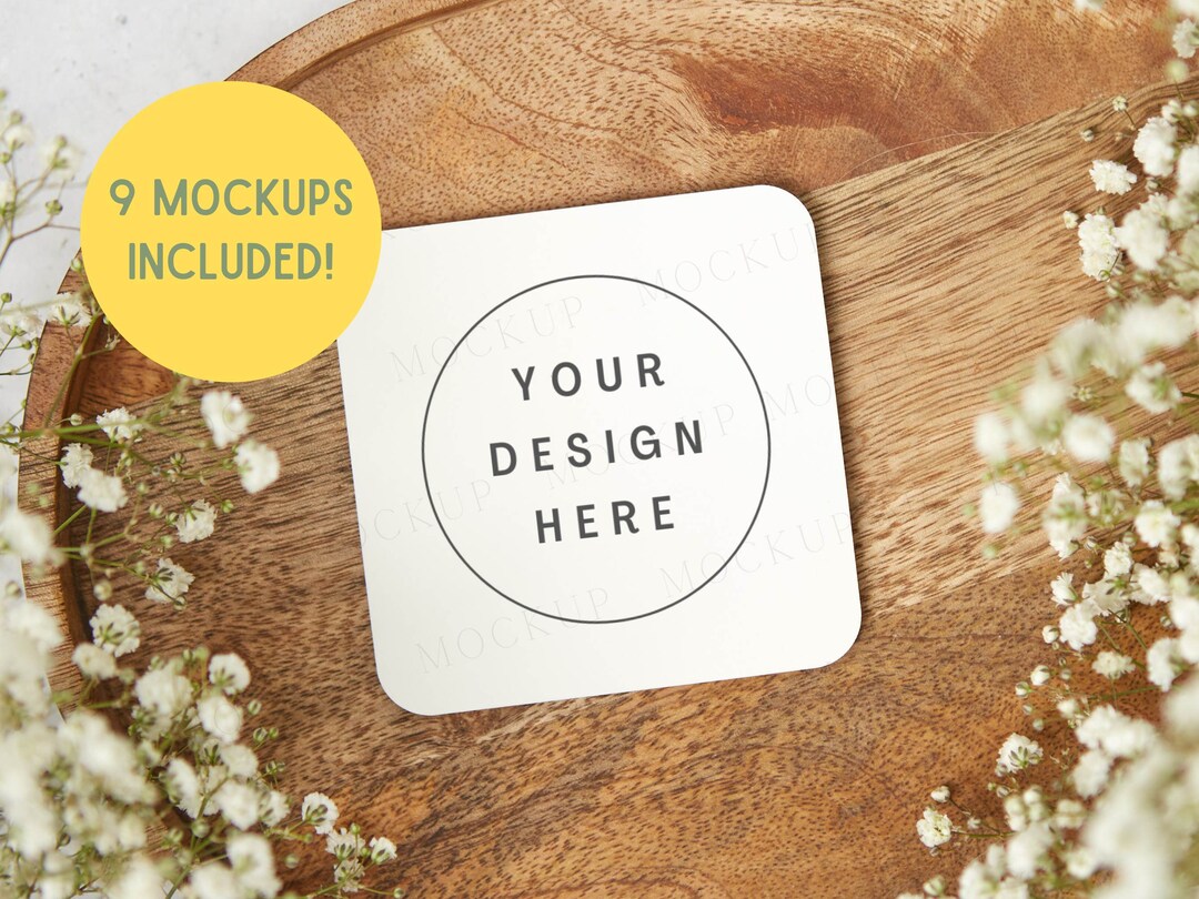 Coaster Mockups Bundle. White Square Coaster Mockup With Round Edges ...