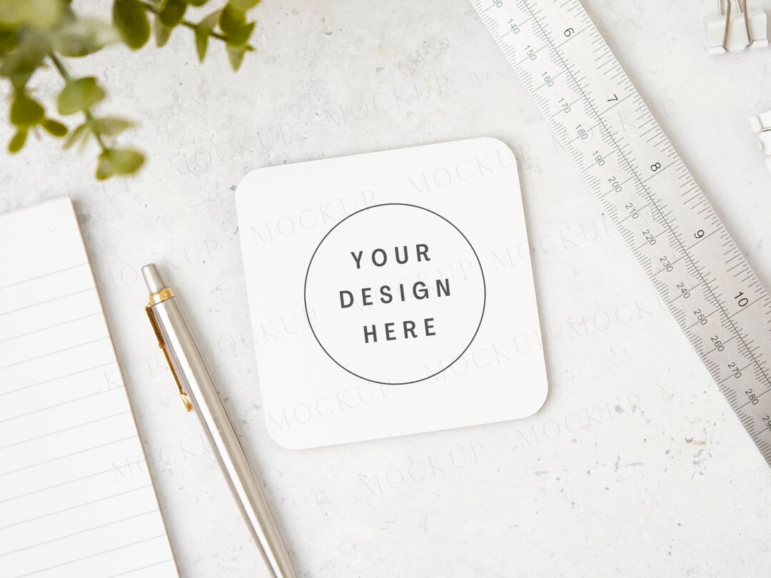 Square White Coaster Mockup for Teachers Gifts. Stationary, Teacher ...