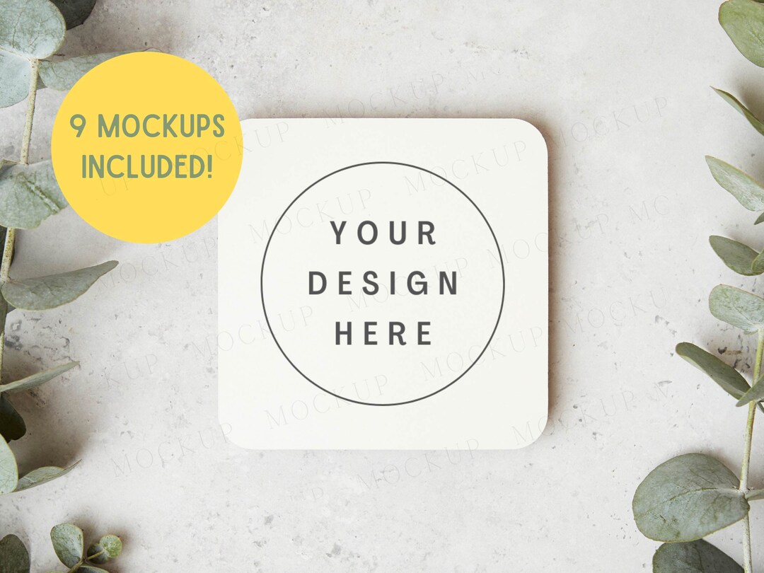 Coaster Mockups Bundle! White Square Coaster Mockup With Round Edges ...