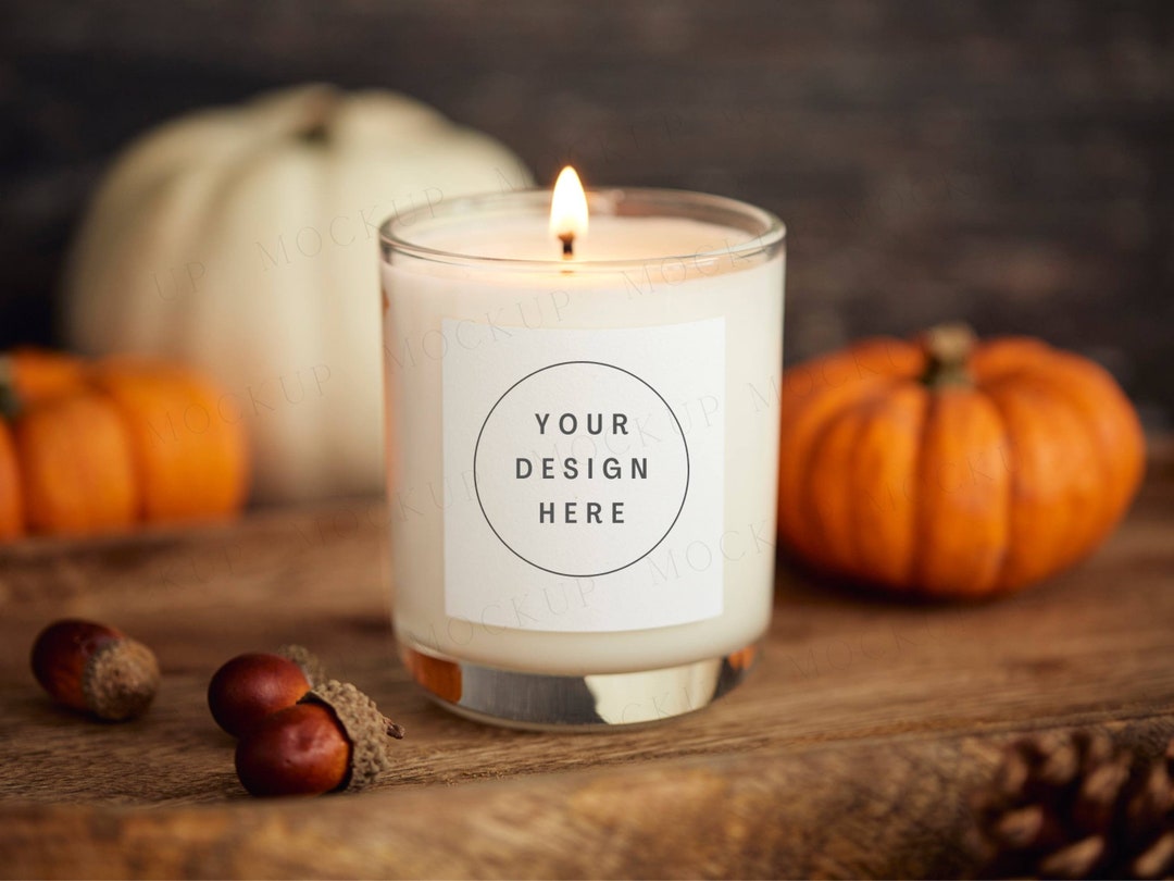New *HALLOWEEN / FALL* Mock Ups. Clear Glass Jar Candle With White ...