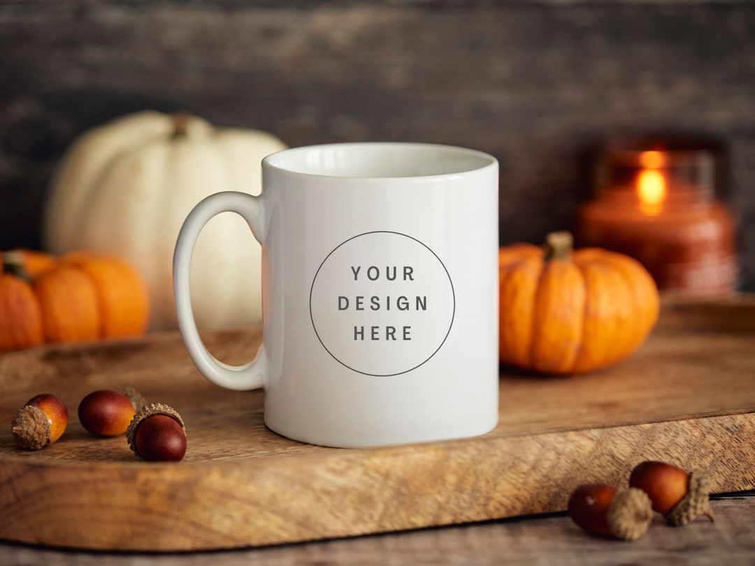 Thanksgiving Halloween Fall Mock Ups. 11oz Ceramic White Mug. Pumpkin ...