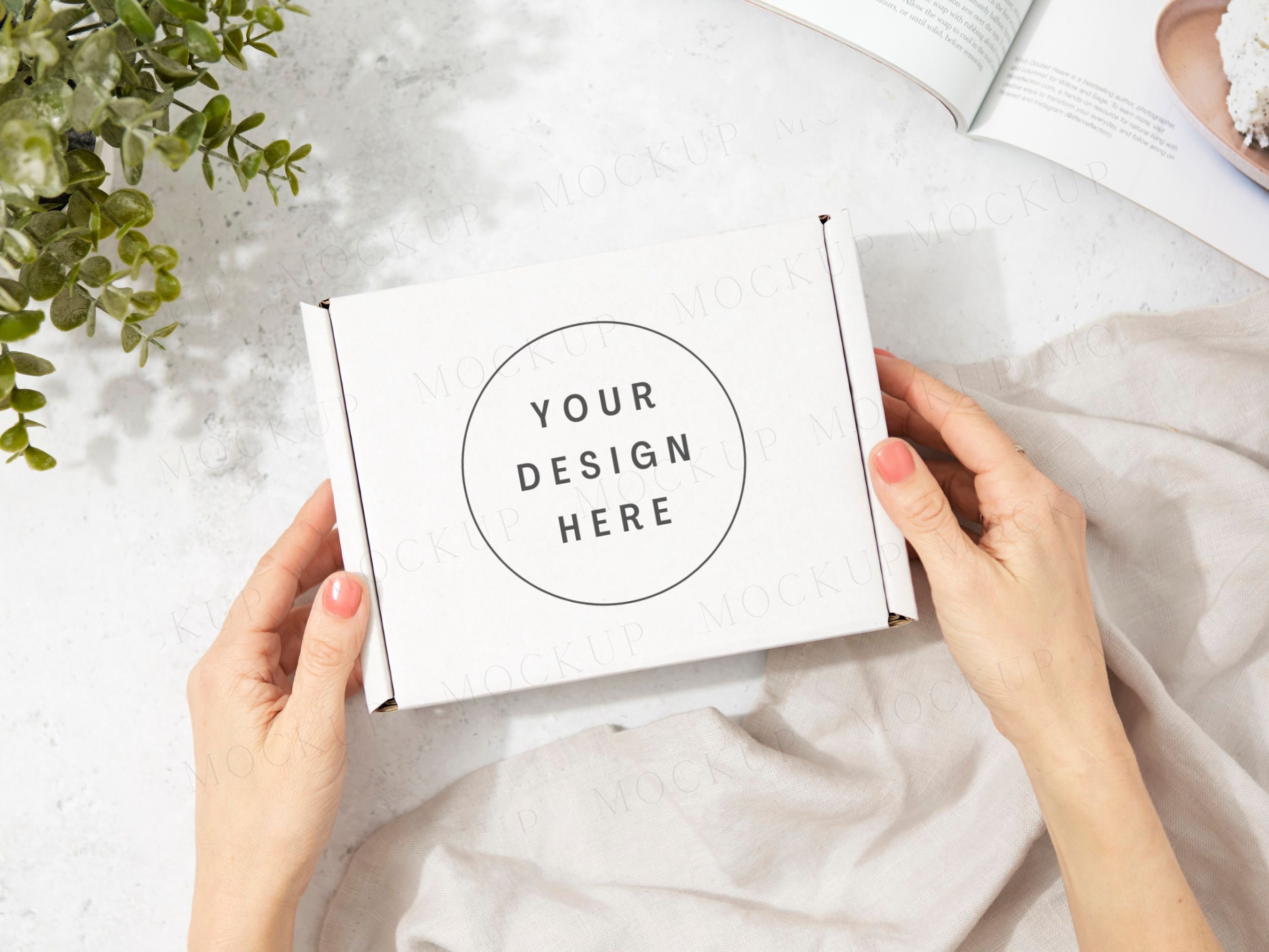 White Cardboard Gift Box Packaging Mockup With Hands and - Etsy