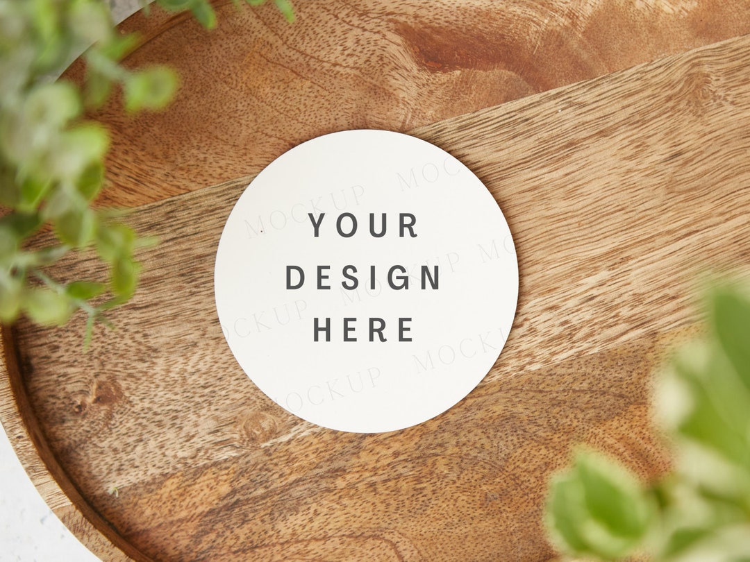 Coaster Mockup, Round White Drink Coasters. Styled Flat Lay Circular ...