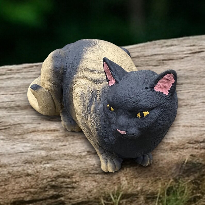 Concrete Kitty Statue Stone Cat Figurine Outdoor Kitten Sculpture ...