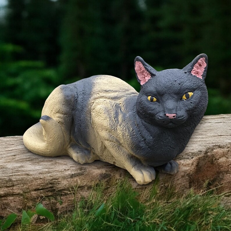 Concrete Kitty Statue Stone Cat Figurine Outdoor Kitten Sculpture ...