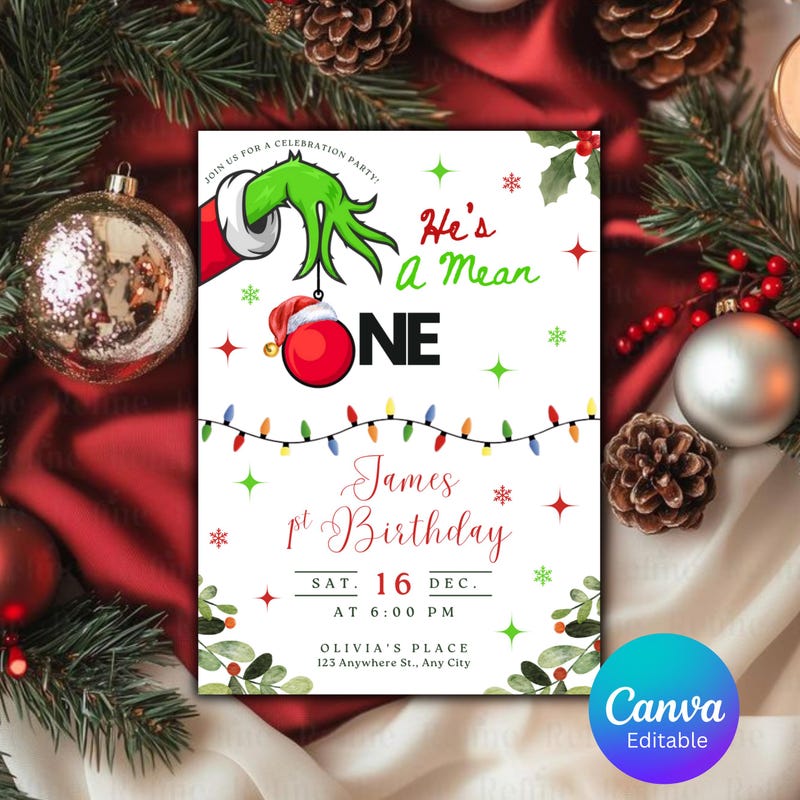 First Christmas Bday Invite - Etsy
