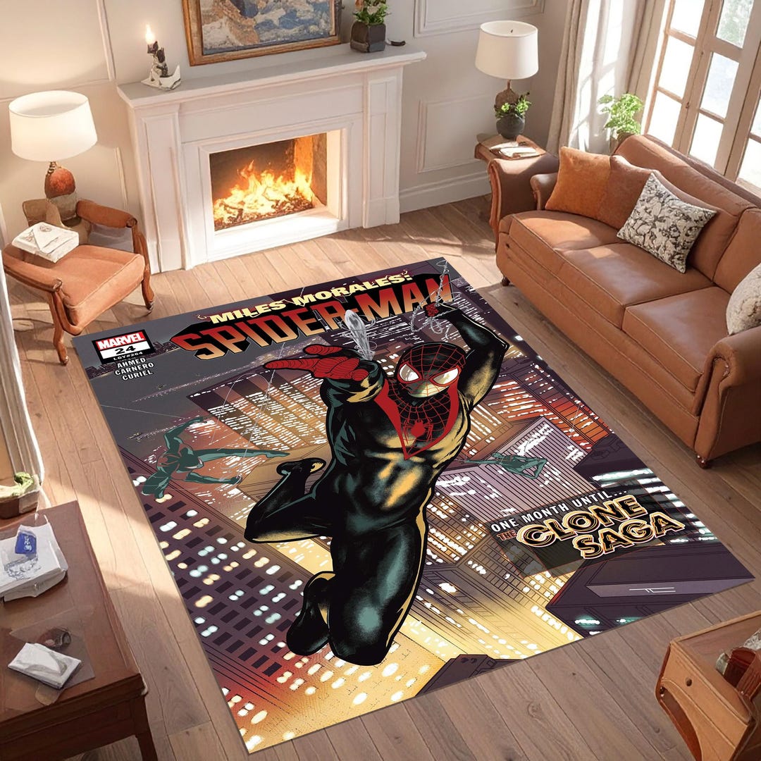 Spiderman Comic Book Rug, Spider Web Rug, Kids Room Decor, Super Hero ...