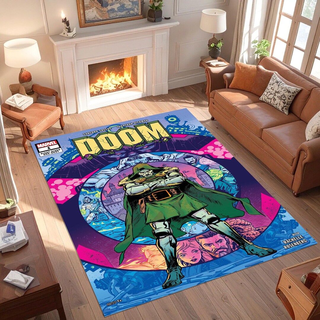 Doctor Doom Comic Book Rug: Superhero Hype Beast Cover Art, Superhero ...