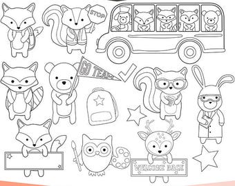 Woodland Animals Digital Stamps, Woodland Clipart - Instant Download - Etsy