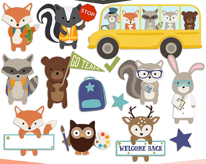 Woodland Back to School Clip Art Woodland Clipart Woodland - Etsy