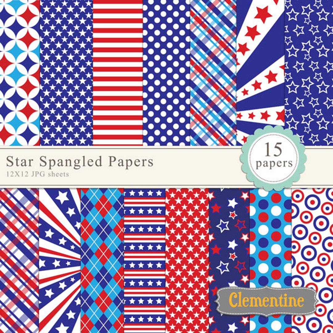 Independence Day Paper Pack 12x12, 4th of July Digital Paper, Patriotic ...