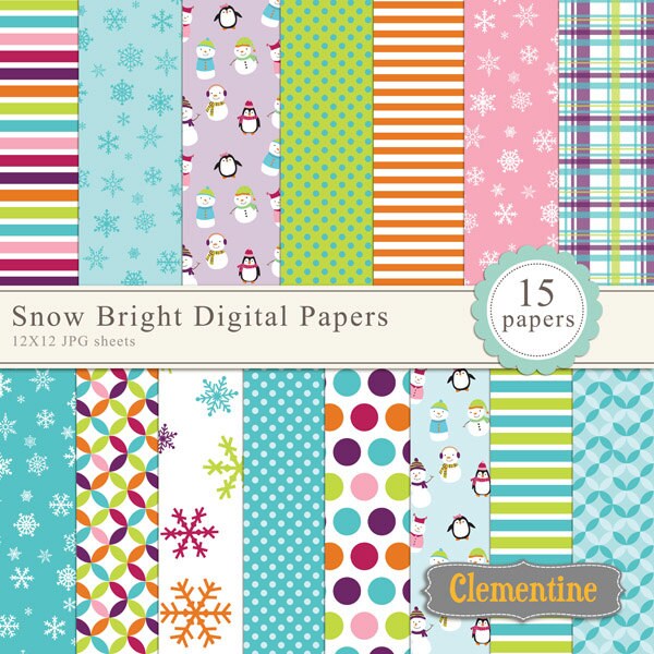 Bright Winter Digital Papers, Digital Scrapbooking Paper, Royalty Free ...