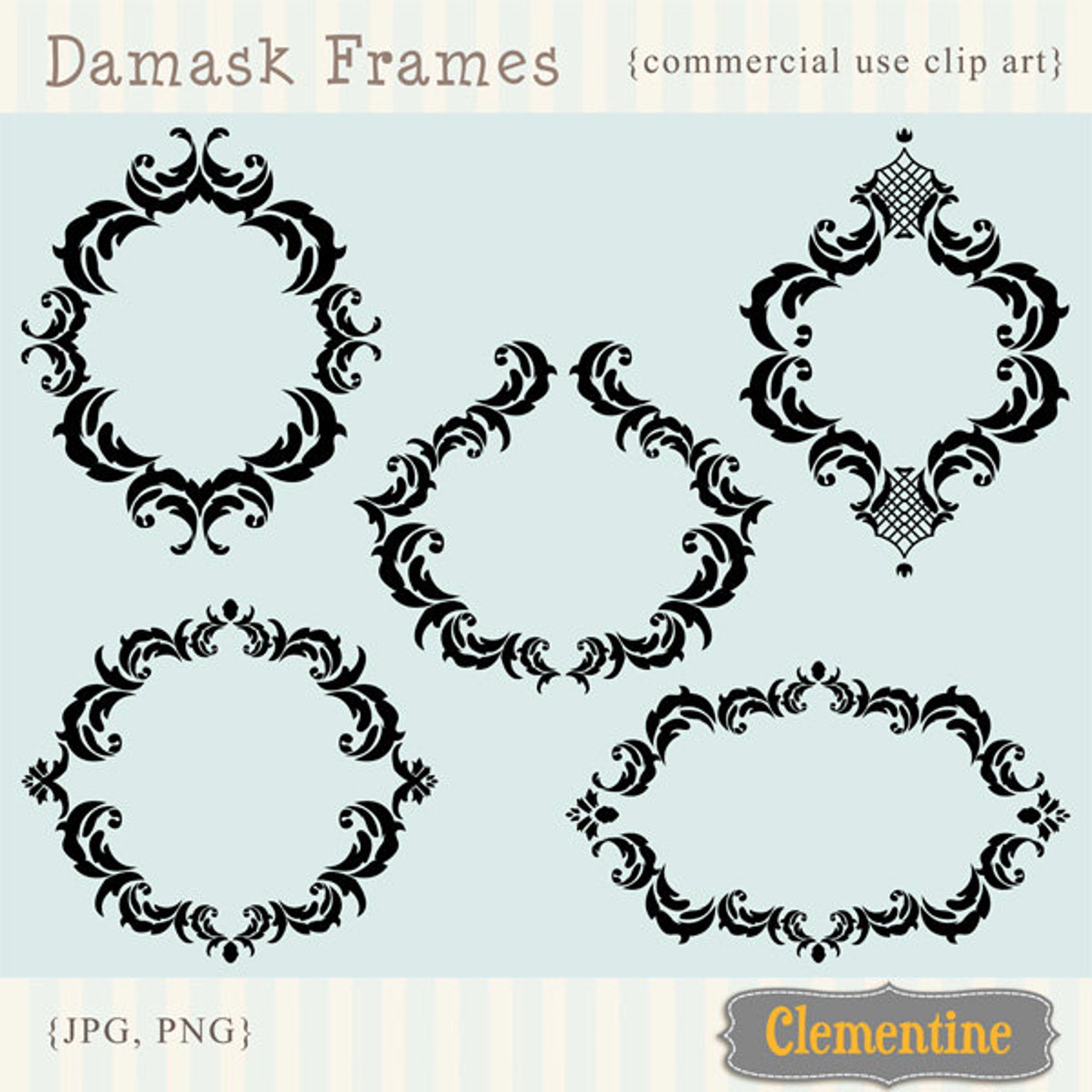 Damask Clip Art Frames, Frames Clip Art Images, Frames Clipart, Royalty Free Cilp Art- Instant ...