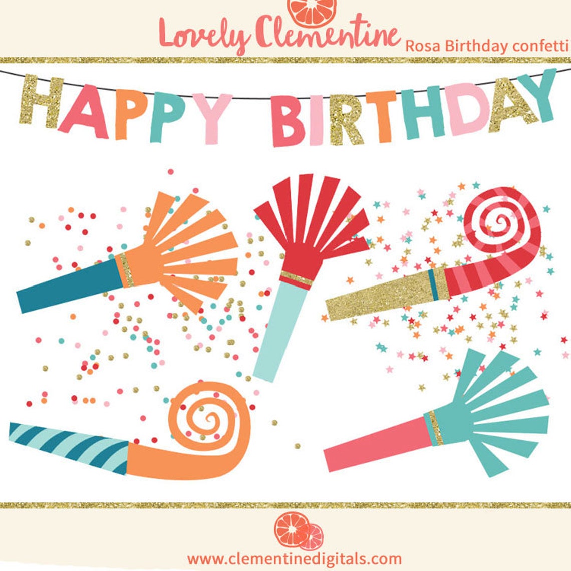 Rosa Birthday Clip Art Images, Confetti Clip Art, Party Clip Art ...