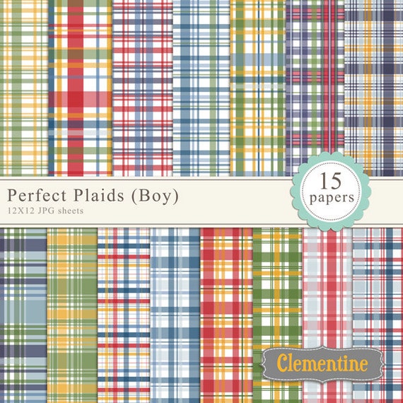 Plaid commercial use Plaid paper Multicolor Digital Paper Plaid digital ...