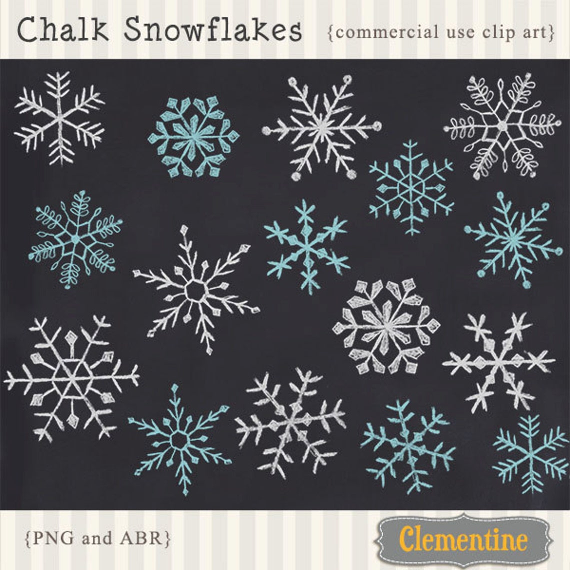 Digital Chalk Snowflakes, Hand Drawn Chalk Snowflakes Clip Art ...